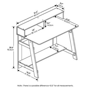 Furinno Simplistic A Frame Computer Desk, Black/French Oak Grey