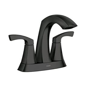 moen lindor 84506bl matte black 2-handle 4-in centerset bathroom sink faucet with drain