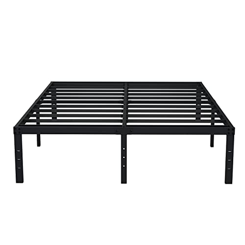 EMODA Full Size Bed Frame 16 Inch Heavy Duty Metal Platform Beds No Box Spring Needed with Sturdy Steal Slats Mattress Foundation, Easy Assembly, Noise Free, Black