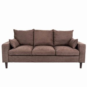 Panana Convertible Sectional Sofa Small Couch L-Shaped 3 Seat Linen Fabric Sofa for Small Space (Brown)