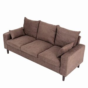 Panana Convertible Sectional Sofa Small Couch L-Shaped 3 Seat Linen Fabric Sofa for Small Space (Brown)