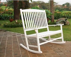 mainstay outdoor seats 2 porch double rocker rocking chair white wood (white)