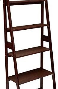 Amazon Basics Modern 5-Tier Ladder Bookshelf Organizer, Solid Rubberwood Frame - Espresso Finish