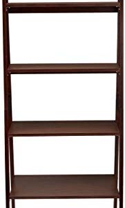 Amazon Basics Modern 5-Tier Ladder Bookshelf Organizer, Solid Rubberwood Frame - Espresso Finish