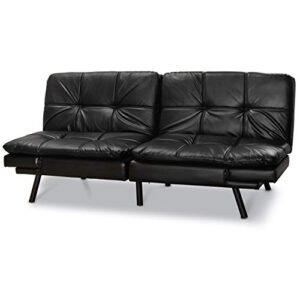 mainstay memory foam futon,black pu (black pu) (black leather)