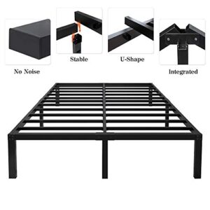 yookare 18 Inch Tall 3500lbs Heavy Duty Bed Frame Metal Platform /Maximum Storage/Mattress Foundation/Steel Slats Support/Noise Free/Box Spring Replacement,Queen