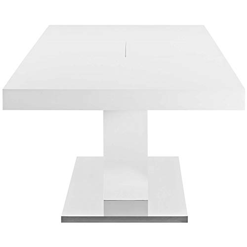 Modway Vector 71" to 95" Contemporary Modern Expandable Dining Table in White Silver