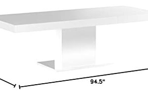 Modway Vector 71" to 95" Contemporary Modern Expandable Dining Table in White Silver