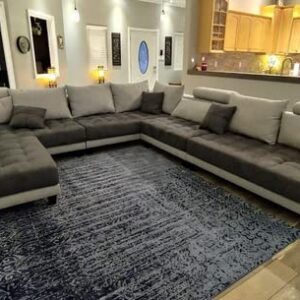 Stendmar 5pc Reversible Modern 2 Tone Gray Microfiber Big Sectional Couch Sofa Set S150D-RG