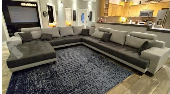 Stendmar 5pc Reversible Modern 2 Tone Gray Microfiber Big Sectional Couch Sofa Set S150D-RG