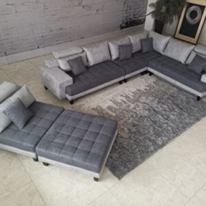 Stendmar 5pc Reversible Modern 2 Tone Gray Microfiber Big Sectional Couch Sofa Set S150D-RG