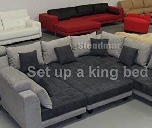 Stendmar 5pc Reversible Modern 2 Tone Gray Microfiber Big Sectional Couch Sofa Set S150D-RG