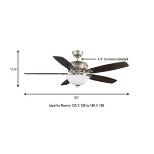 Southwind II 52 in. LED Indoor Brushed Nickel Ceiling Fan with Light Kit and Remote Control