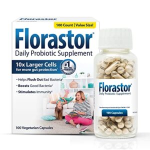 florastor daily probiotic supplement for women and men, proven to support digestive health, saccharomyces boulardii cncm i-745 (100 capsules)