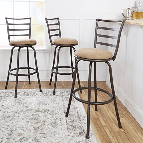 by Mainstay Mainstays Adjustable-Height Swivel Barstool, Hammered Bronze Finish, Set of 3 - Brown (Tan)