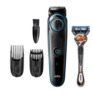 braun beard trimmer bt5240, hair clippers for men, cordless & rechargeable with gillette proglide razor