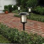 Hampton Bay Lighting Solar Black LED Outdoor Post Light 35 Lumens with Double Glass (4-Pack)