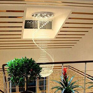 Moooni Modern Large Spiral Crystal Chandelier Lighting Luxury Rain Drop Flush Mount Ceiling Light for Foyer Staircase Entryway D 31.5" X H 98"