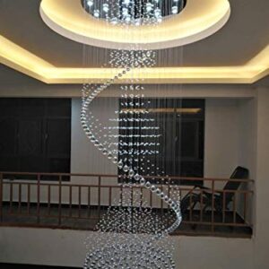 Moooni Modern Large Spiral Crystal Chandelier Lighting Luxury Rain Drop Flush Mount Ceiling Light for Foyer Staircase Entryway D 31.5" X H 98"