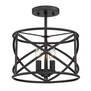 hampton bay hastings 12 in. 2-light satin bronze ceiling semi-flush mount light