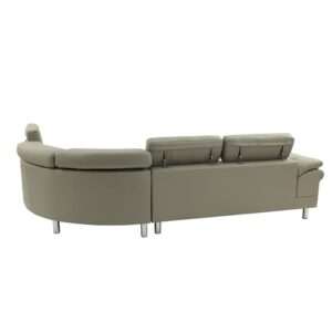 Poundex Bobkona Isidro Faux Leather sectional, Light Grey