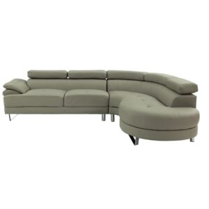 Poundex Bobkona Isidro Faux Leather sectional, Light Grey