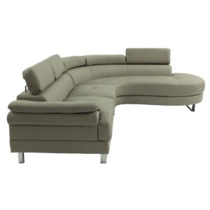 Poundex Bobkona Isidro Faux Leather sectional, Light Grey