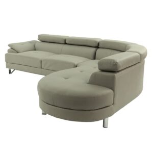 Poundex Bobkona Isidro Faux Leather sectional, Light Grey