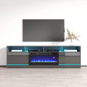 disparo bl-05 electric fireplace 79″ tv stand gray