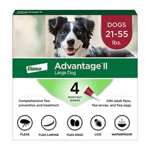 advantage ii large dog vet-recommended flea treatment & prevention | dogs 21-55 lbs. | 4-month supply