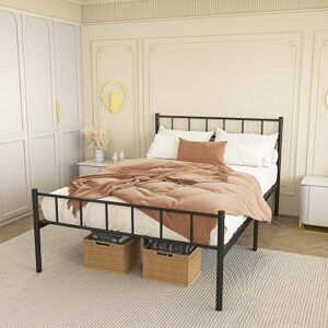 Aolthin Full Bed Frame, Platform Bed Frame with Headboard, 13 "Storage at Bottom, No Need for Spring Box, Silver Black