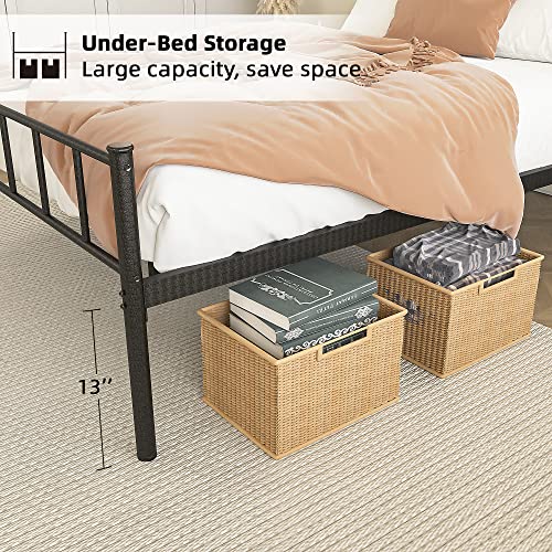 Aolthin Full Bed Frame, Platform Bed Frame with Headboard, 13 "Storage at Bottom, No Need for Spring Box, Silver Black