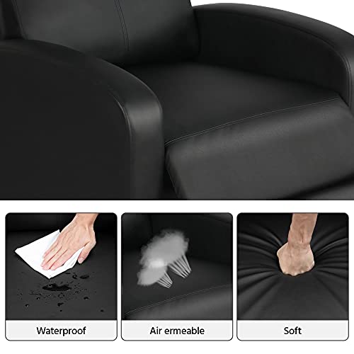 Yaheetech Recliner Chair PU Leather Recliner Sofa Home Theater Seating with Lumbar Support Overstuffed High-Density Sponge Push Back Recliners Armchair for Living Room