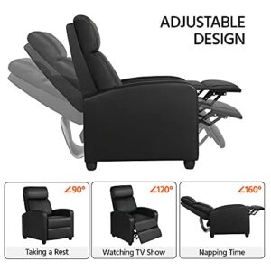 Yaheetech Recliner Chair PU Leather Recliner Sofa Home Theater Seating with Lumbar Support Overstuffed High-Density Sponge Push Back Recliners Armchair for Living Room