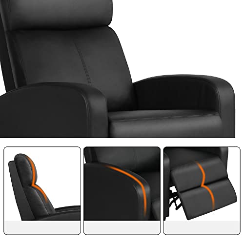 Yaheetech Recliner Chair PU Leather Recliner Sofa Home Theater Seating with Lumbar Support Overstuffed High-Density Sponge Push Back Recliners Armchair for Living Room