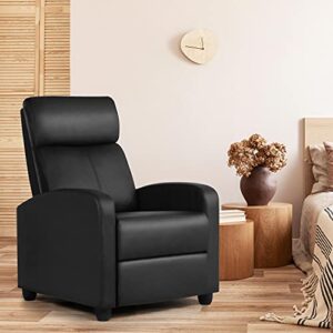 Yaheetech Recliner Chair PU Leather Recliner Sofa Home Theater Seating with Lumbar Support Overstuffed High-Density Sponge Push Back Recliners Armchair for Living Room