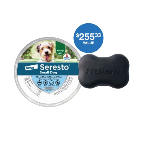 Seresto 8-Month Flea & Tick Prevention Collar for Small Dogs Up to 18 lbs Plus FitBark GPS Dog Tracker | Buy Together and Get Free 1-Year GPS Subscription ($255.33 Value)