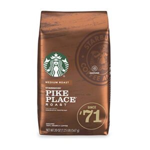 starbucks medium roast ground coffee — pike place roast — 100% arabica — 1 bag (20 oz.) great holiday gift