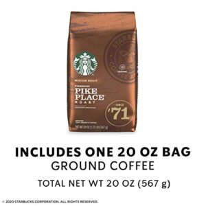 Starbucks Medium Roast Ground Coffee — Pike Place Roast — 100% Arabica — 1 bag (20 oz.) Great Holiday Gift