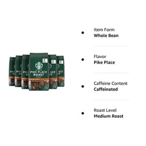 Starbucks Medium Roast Whole Bean Coffee — Pike Place Roast — 6 bags (12 oz. each)