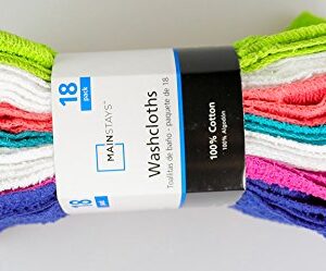 MAINSTAYS 18 Pack Assorted Cotton Terry Thin Washcloths Rags (NPWGO)