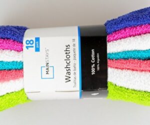 MAINSTAYS 18 Pack Assorted Cotton Terry Thin Washcloths Rags (NPWGO)