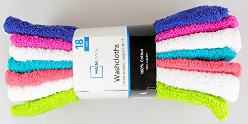 MAINSTAYS 18 Pack Assorted Cotton Terry Thin Washcloths Rags (NPWGO)