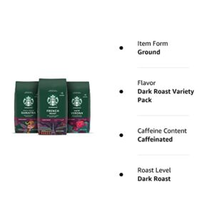 Starbucks Dark Roast Ground Coffee—Variety Pack—3 bags (12 oz each)