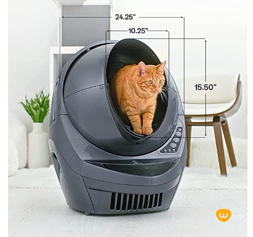 Litter-Robot 3 Connect & Ramp by Whisker - Automatic, Self-Cleaning Cat Litter Box, WiFi Enabled, Works with Any Clumping Litter, Designed & Assembled in USA (Grey), 1-Year WhiskerCare Warranty