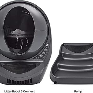 Litter-Robot 3 Connect & Ramp by Whisker - Automatic, Self-Cleaning Cat Litter Box, WiFi Enabled, Works with Any Clumping Litter, Designed & Assembled in USA (Grey), 1-Year WhiskerCare Warranty