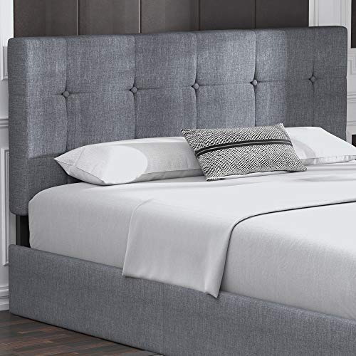 Allewie Upholstered Queen Size Platform Bed Frame with 4 Storage Drawers and Headboard, Square Stitched Button Tufted Mattress Foundation with Wooden Slats Support, No Box Spring Needed, Light Grey