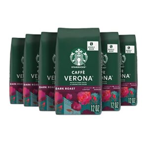 starbucks caffè verona dark roast whole bean coffee, 12-ounce bag (pack of 6)