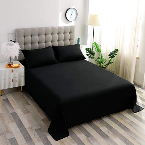 Sfoothome Black Fitted Sheet, 14 Inch Pocket Deep, Microfiber Sheets, Queen Size