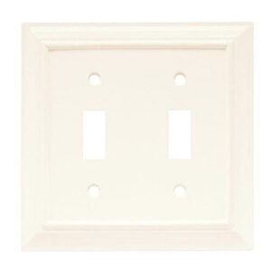 hampton bay wood architectural 2 toggle switch wall plate – white